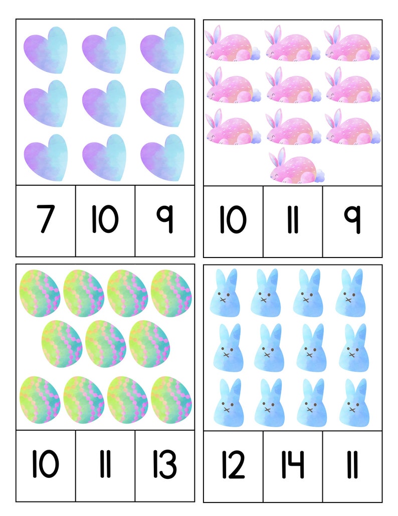 Easter Count and Clip Cards, Preschool Printable, Preschool Math ...