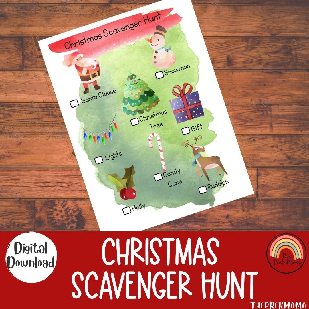 Christmas Scavenger Hunt, Preschool Printable, Christmas Printable ...