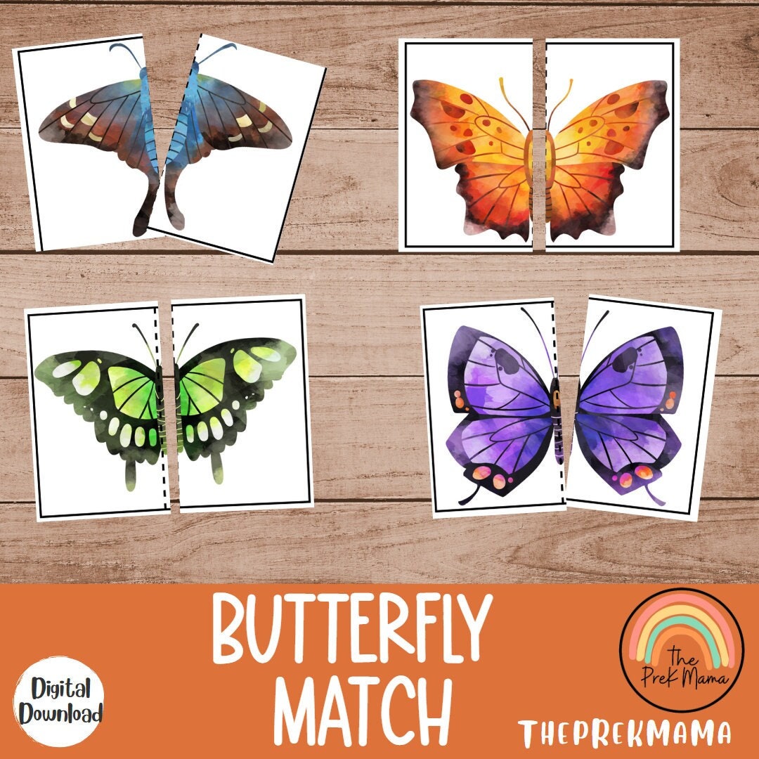 Butterfly Match, Preschool Printable, Preschool Game , Kindergarten ...