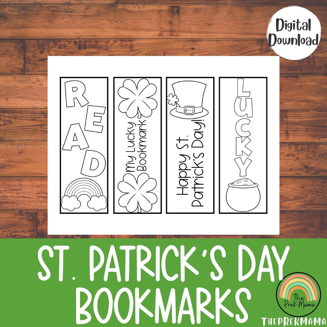 St. Patrick's Day Bookmarks, Coloring Bookmarks, Kids Bookmarks, DIY ...