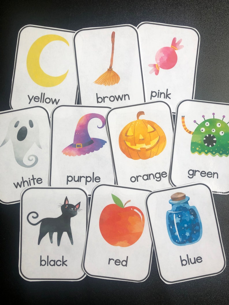 Halloween Color Poster and Flashcards, Preschool Printable, Preschool ...