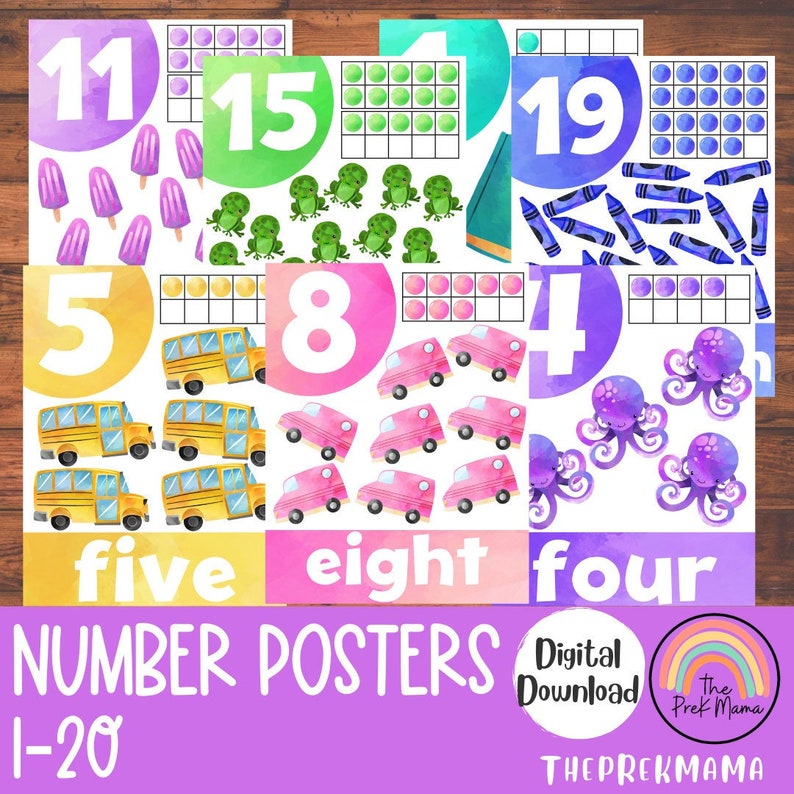 Number Posters Math Activity Preschool Printable Preschool - Etsy