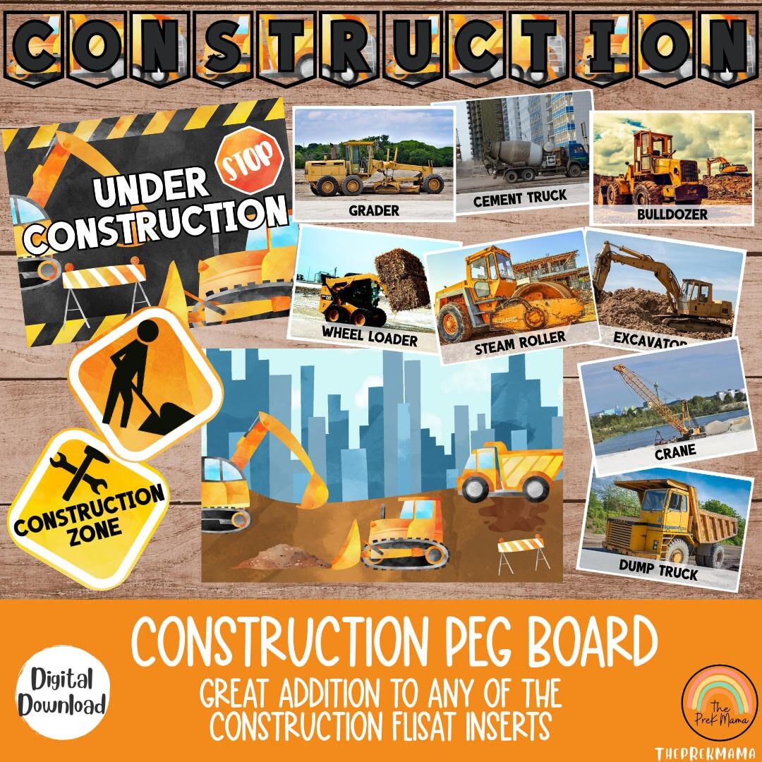 Construction Peg Board, Construction Poster, Construction Preschool ...