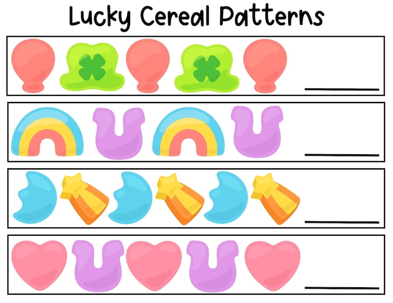 Lucky Cereal Patterns Preschool Curriculum Preschool - Etsy