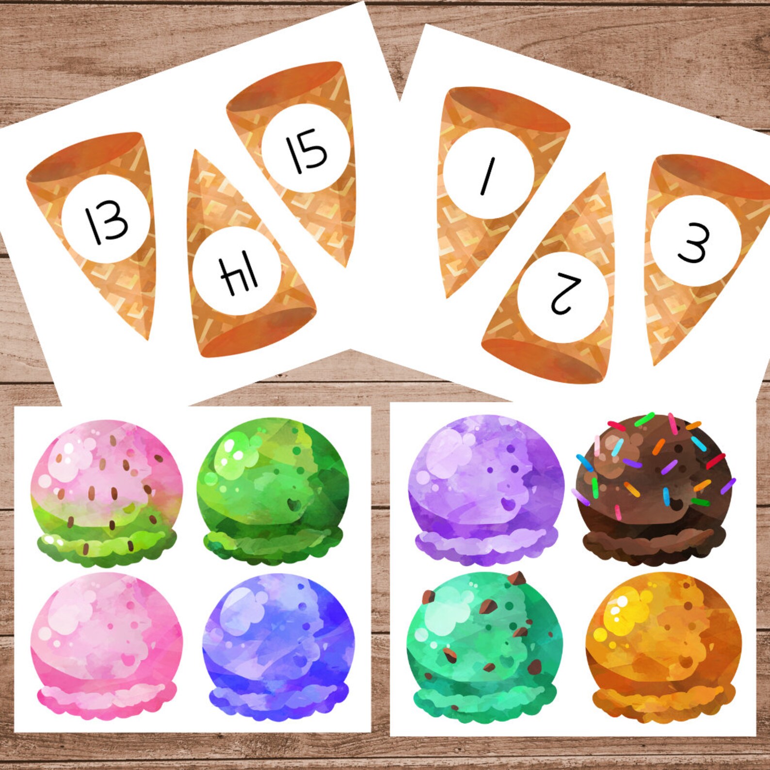 Count the Ice Cream Scoops, Toddler Printable, Preschool Math ...