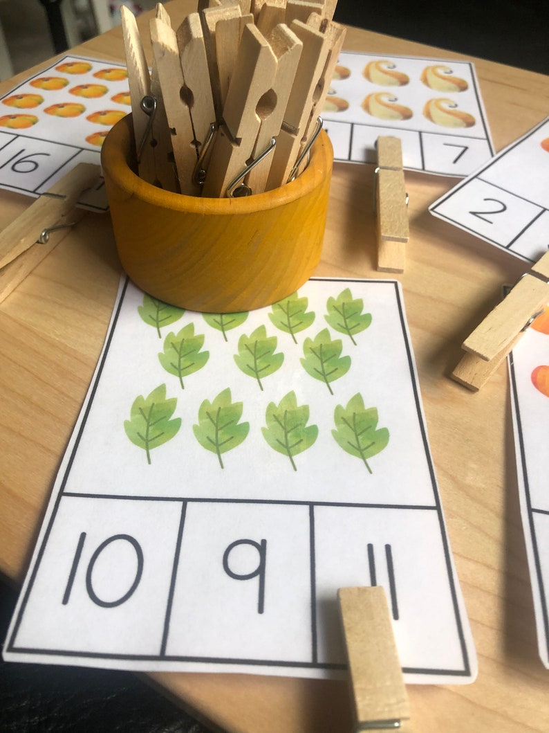 Fall Count and Clip Cards, Preschool Printable, Preschool Math ...