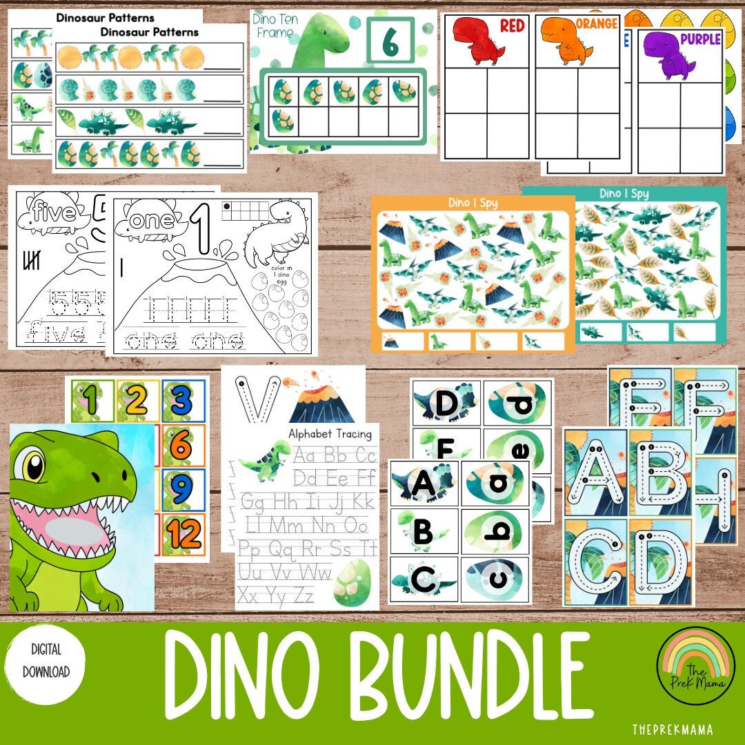 Dino Bundle, Dinosaur Preschool Worksheets, Preschool Printable ...