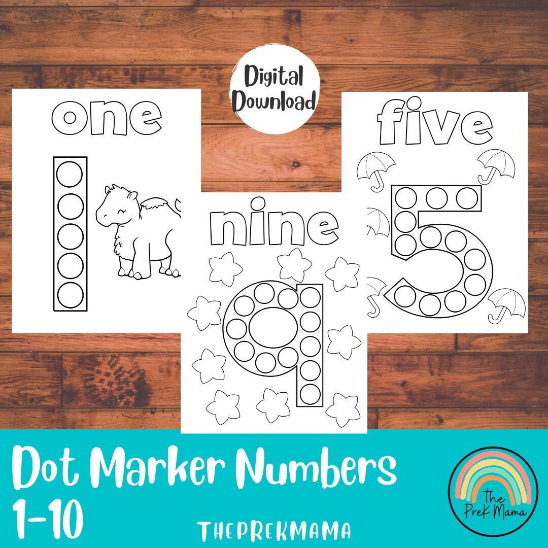 Numbers 1-10 Dot Markers Dab Markers Preschool Printable | Etsy Canada