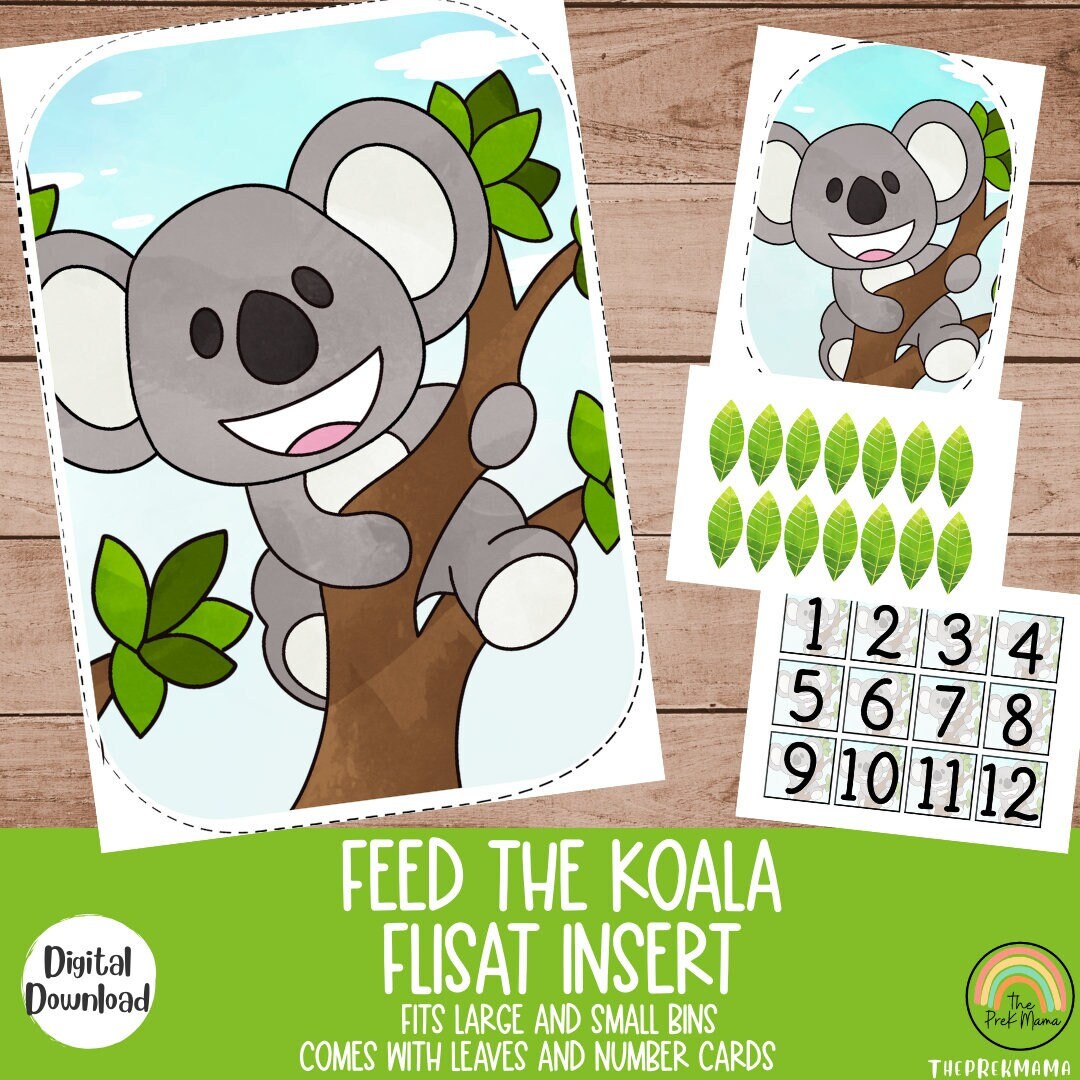 Feed the Koala Flisat Inserts, Animal Flisat, Flisat Insert Printable ...