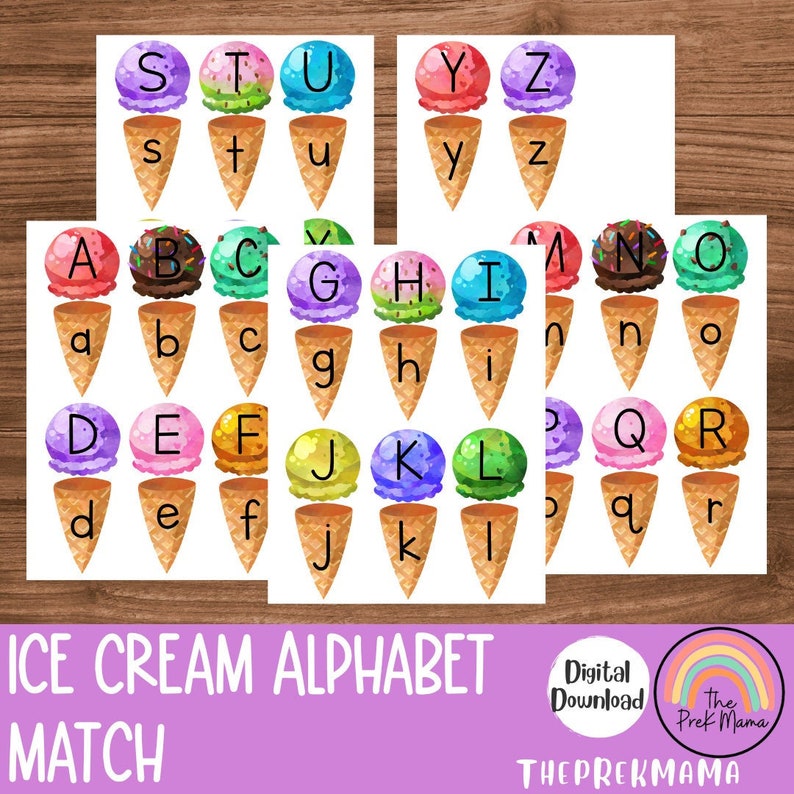 Ice Cream Alphabet Match Activity for Kids Preschool - Etsy