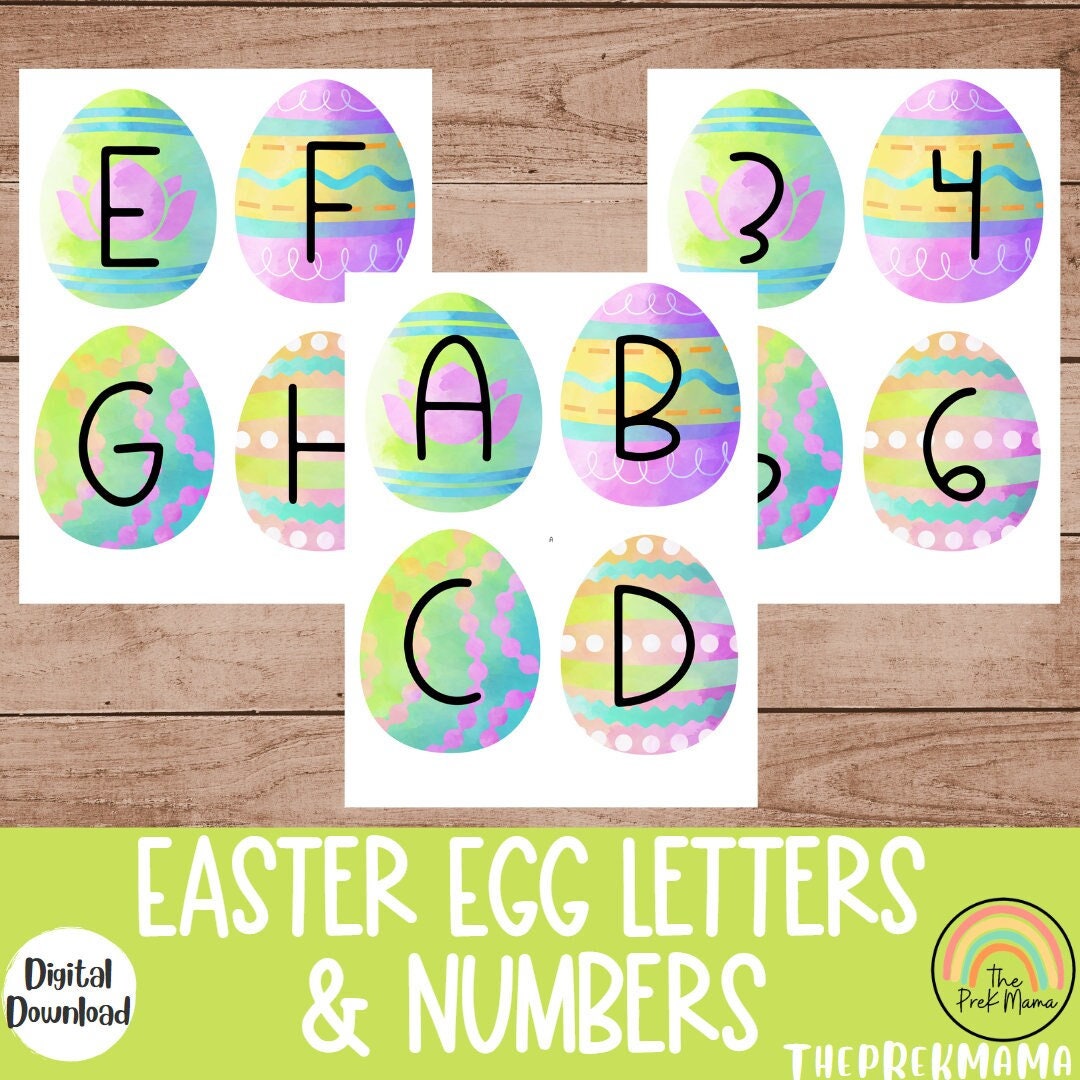 Easter Letters and Numbers, Preschool Printable, Preschool Letter Match ...