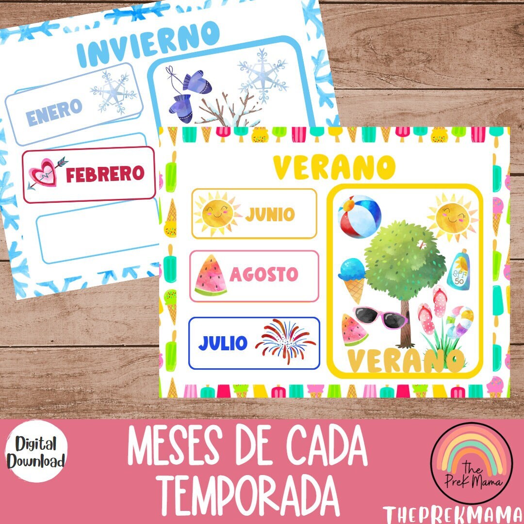 Months of Each Season in Spanish, Circle Time, Preschool Curriculum ...