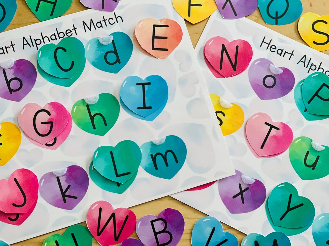 Heart Alphabet Match Valentine's Day Preschool Printable - Etsy