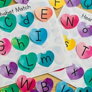 Heart Alphabet Match, Valentine's Day Preschool Printable, Valentine's ...