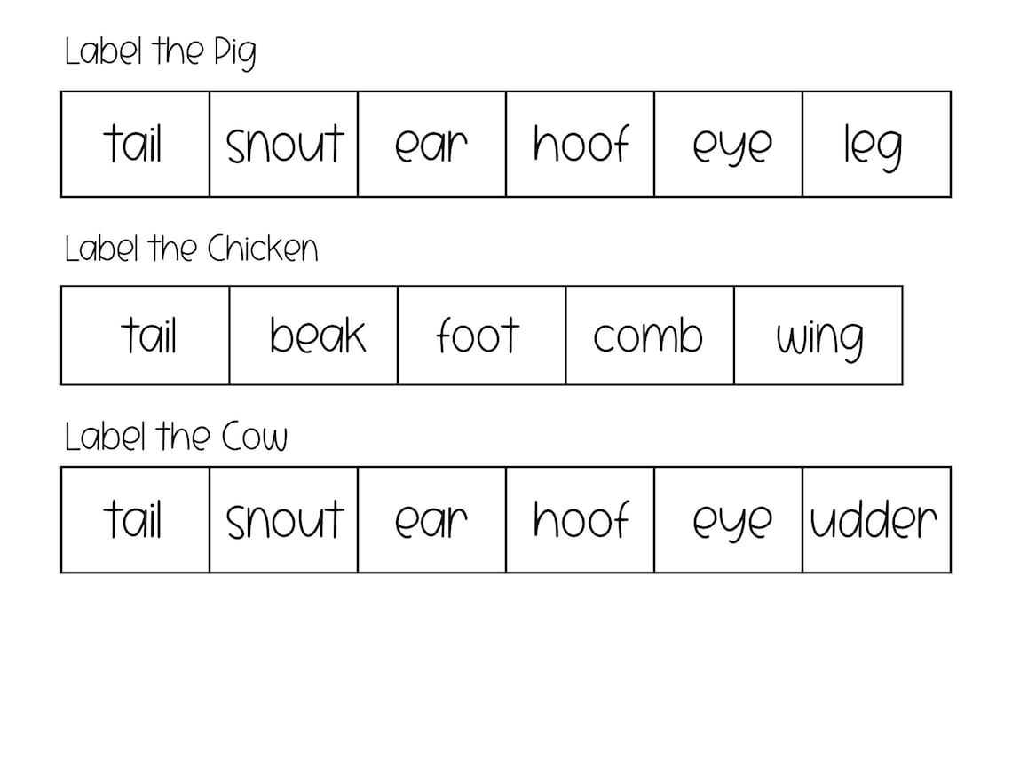 FARM Label the Animals Montessori Materials Preschool | Etsy