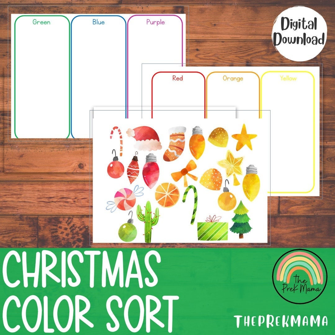 Christmas Color Sort Christmas Printable Preschool - Etsy