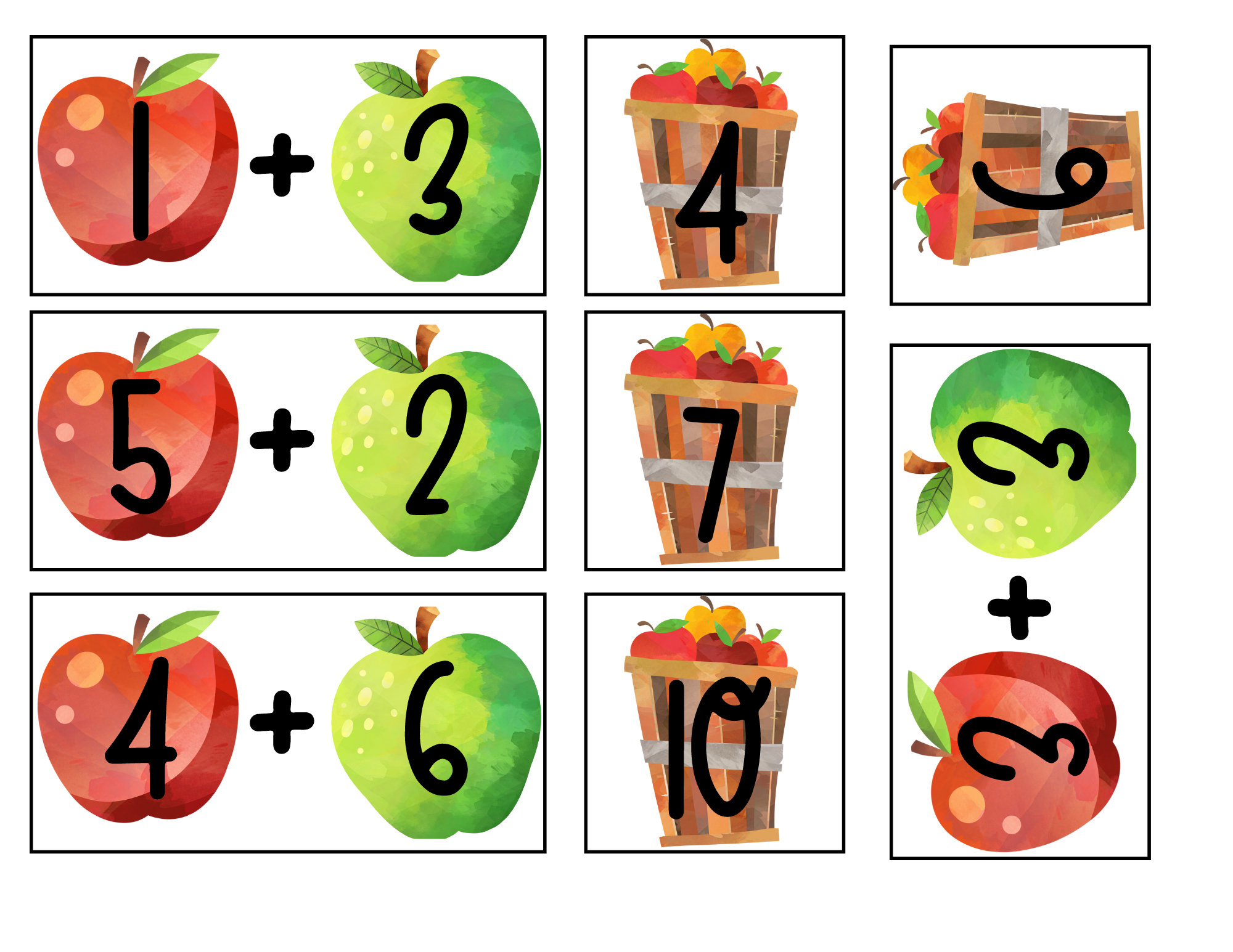 Apple Addition Math Activity Preschool Printable Preschool - Etsy