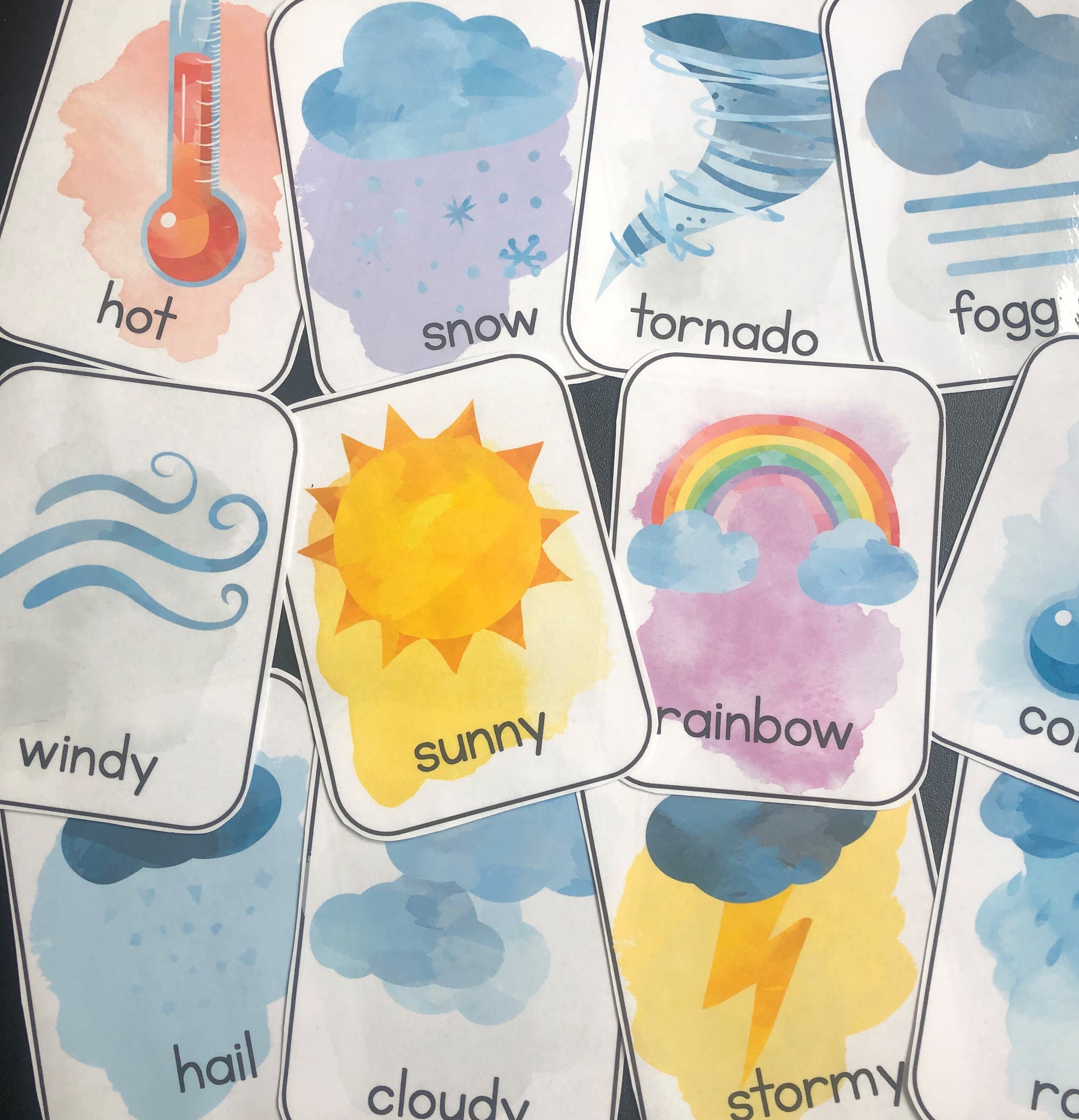 Weather Flash Cards Preschool Printable Preschool Learning | Etsy