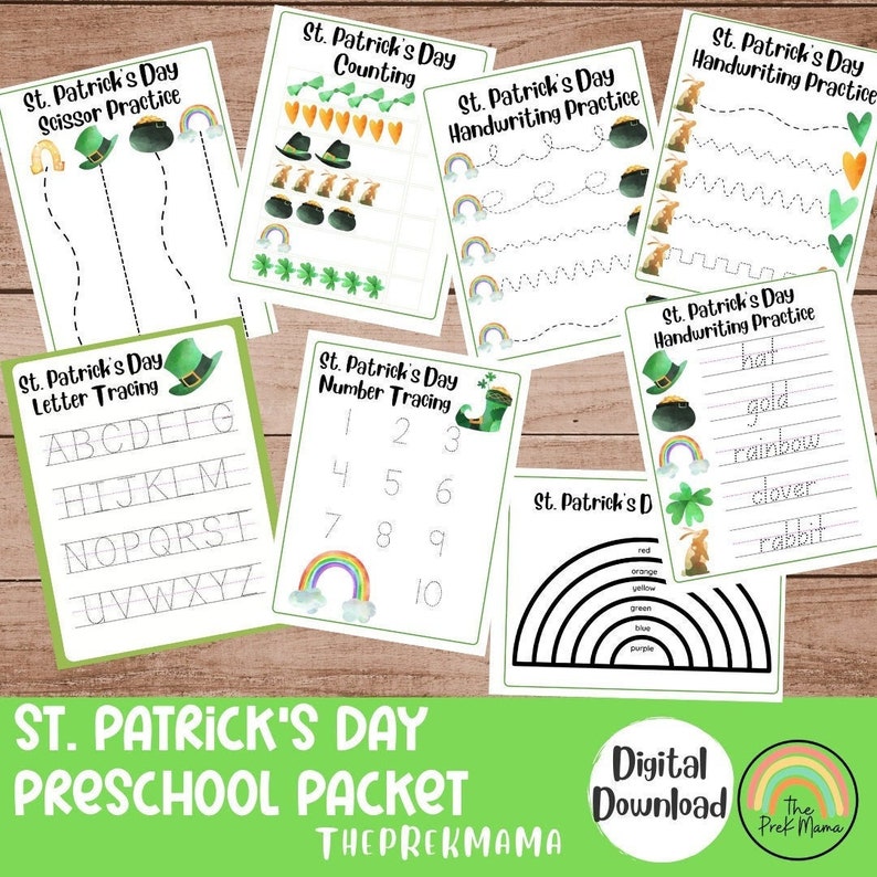St. Patrick's Day Preschool Packet Preschool Worksheets | Etsy