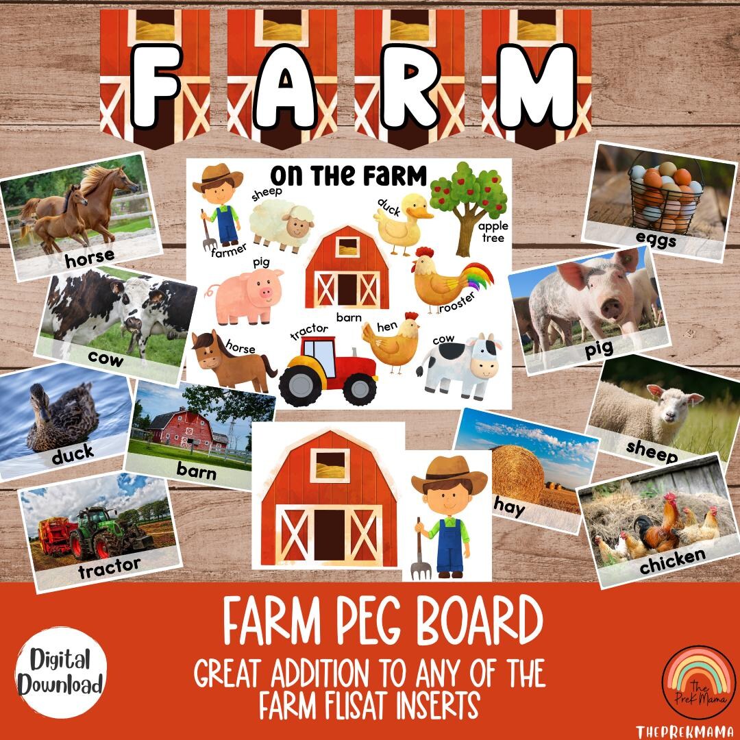 Farm Peg Board, Farm Posters, Farm Preschool, Farm Flisat Table ...