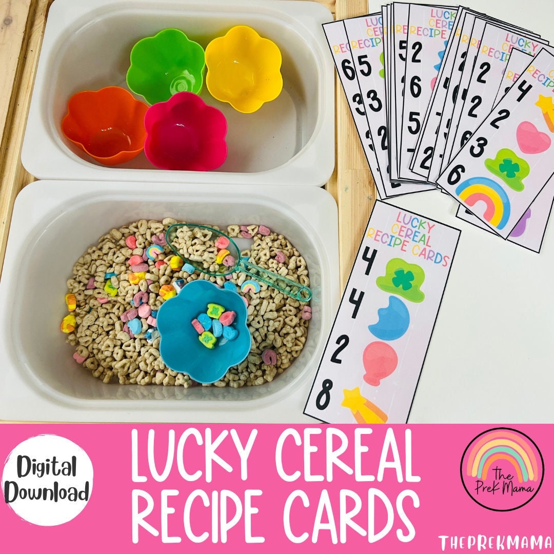 Lucky Cereal Recipe Cards, Preschool Curriculum, Preschool Printable ...