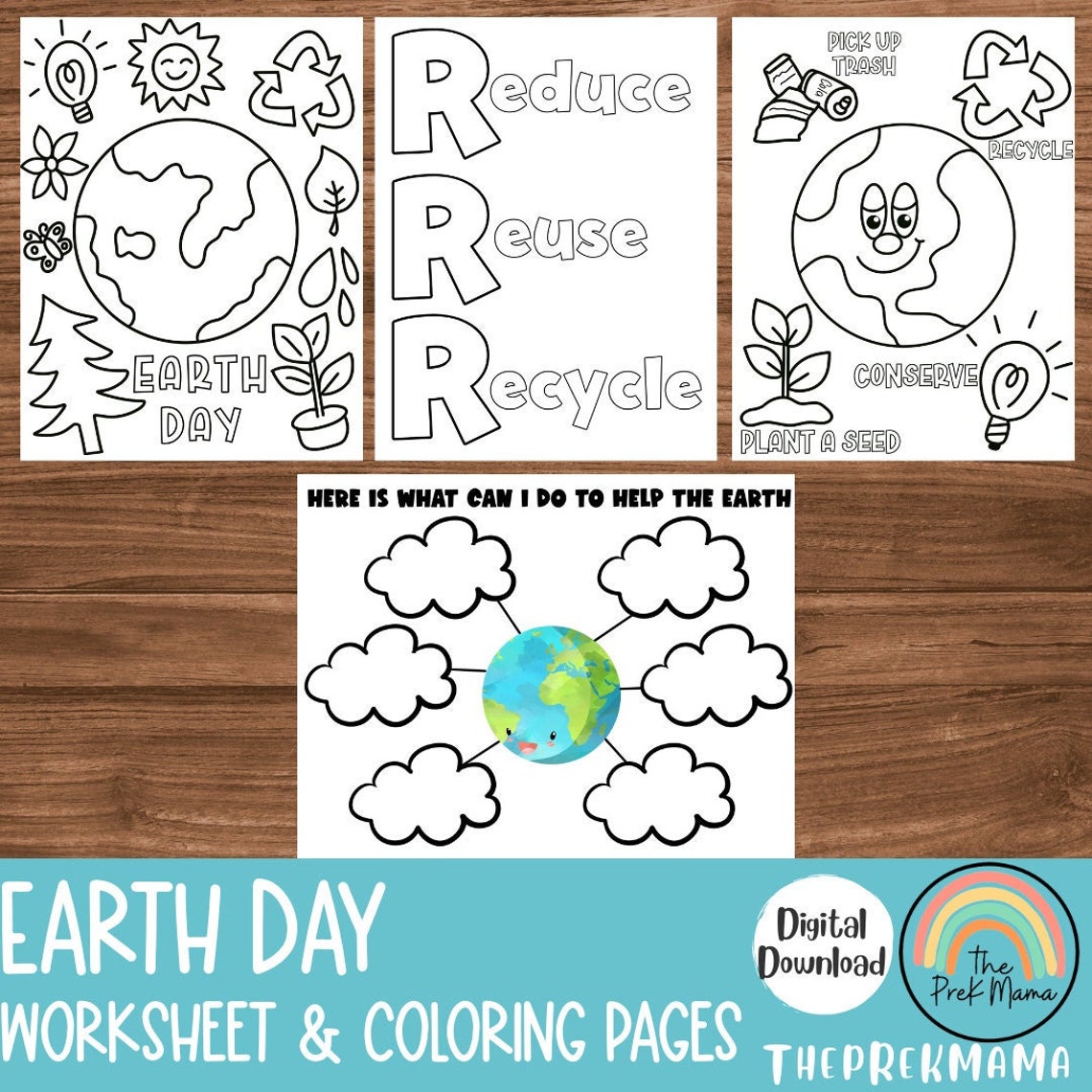 Earth Day Worksheet Coloring Pages Preschool Worksheet - Etsy