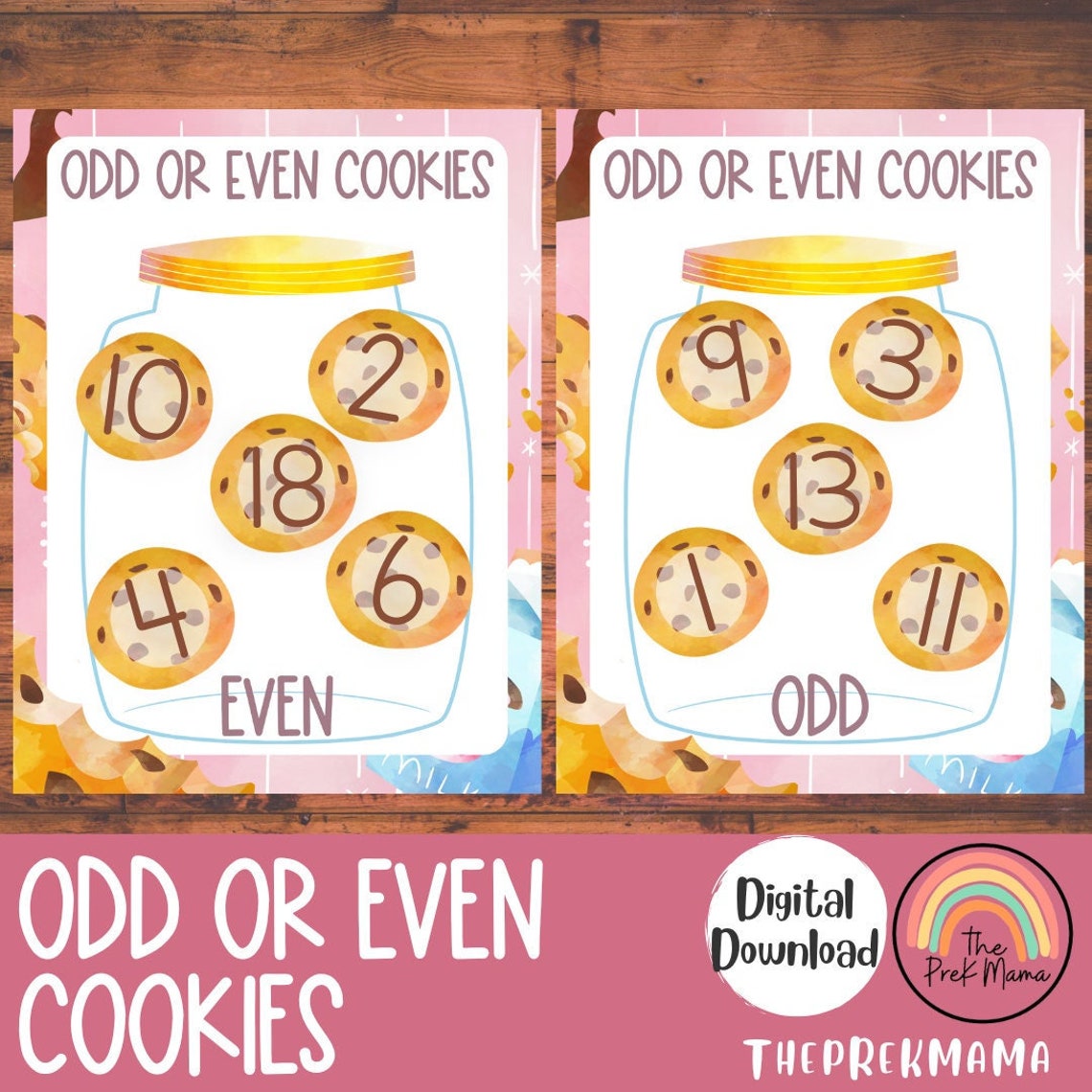 Odd or Even Sorting Cookies Preschool Math Worksheets - Etsy