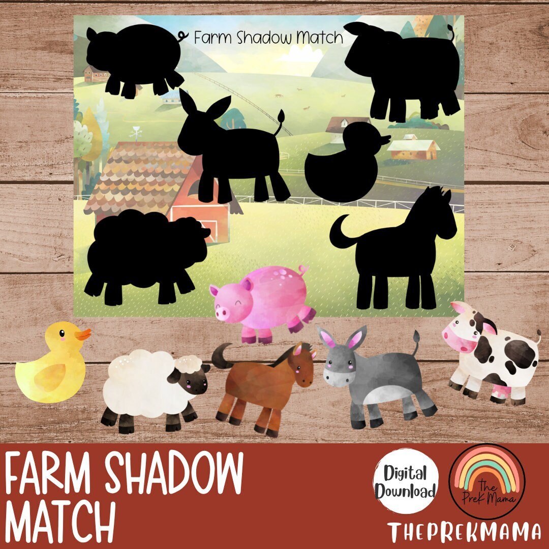 FARM Shadow Match Toddler Printable Preschool Printable - Etsy
