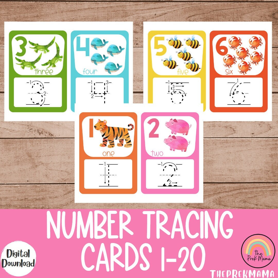 Number Tracing Cards 1-20 Classroom Décor Preschool Math - Etsy