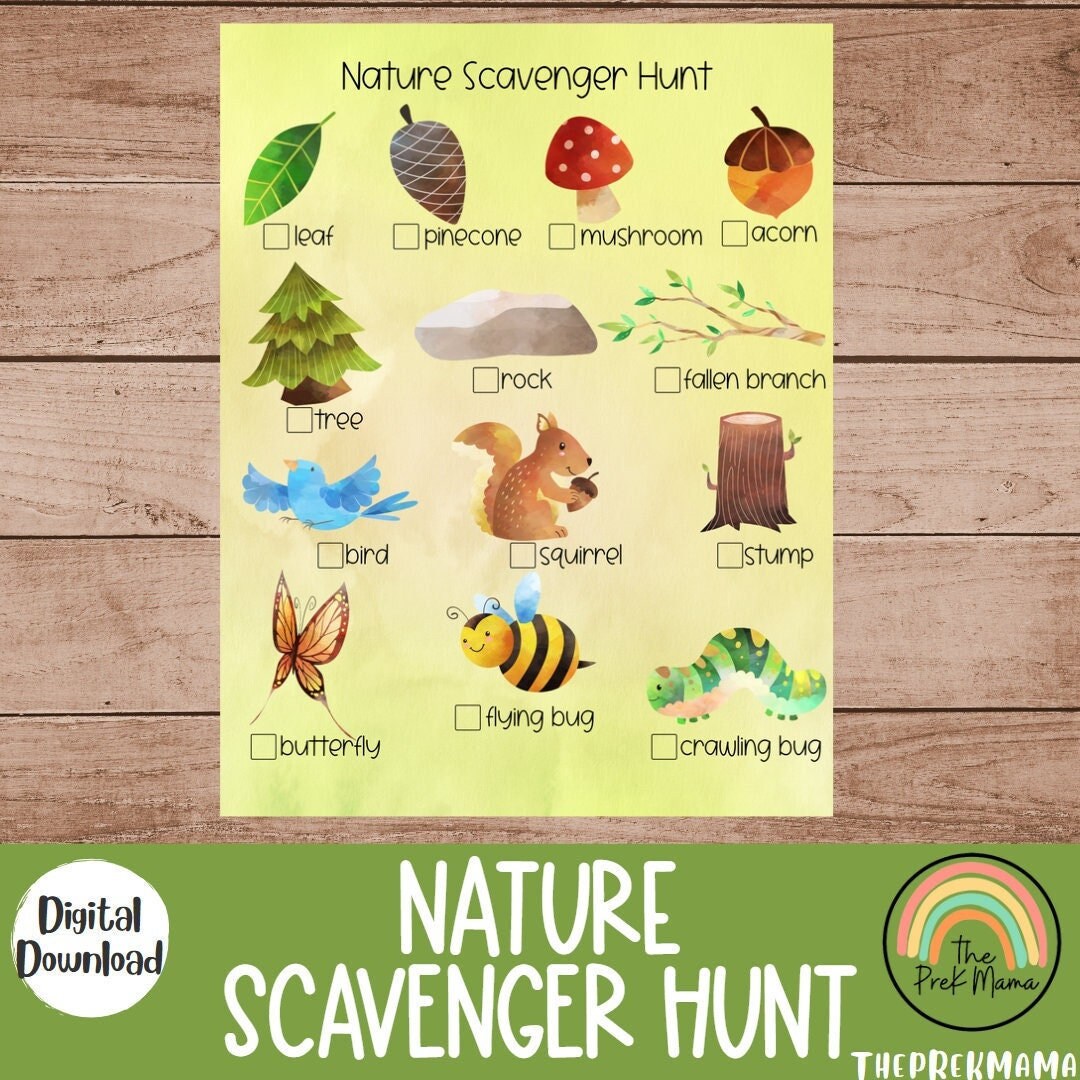 Nature Scavenger Hunt, Preschool Printable, Nature Printable, Preschool ...