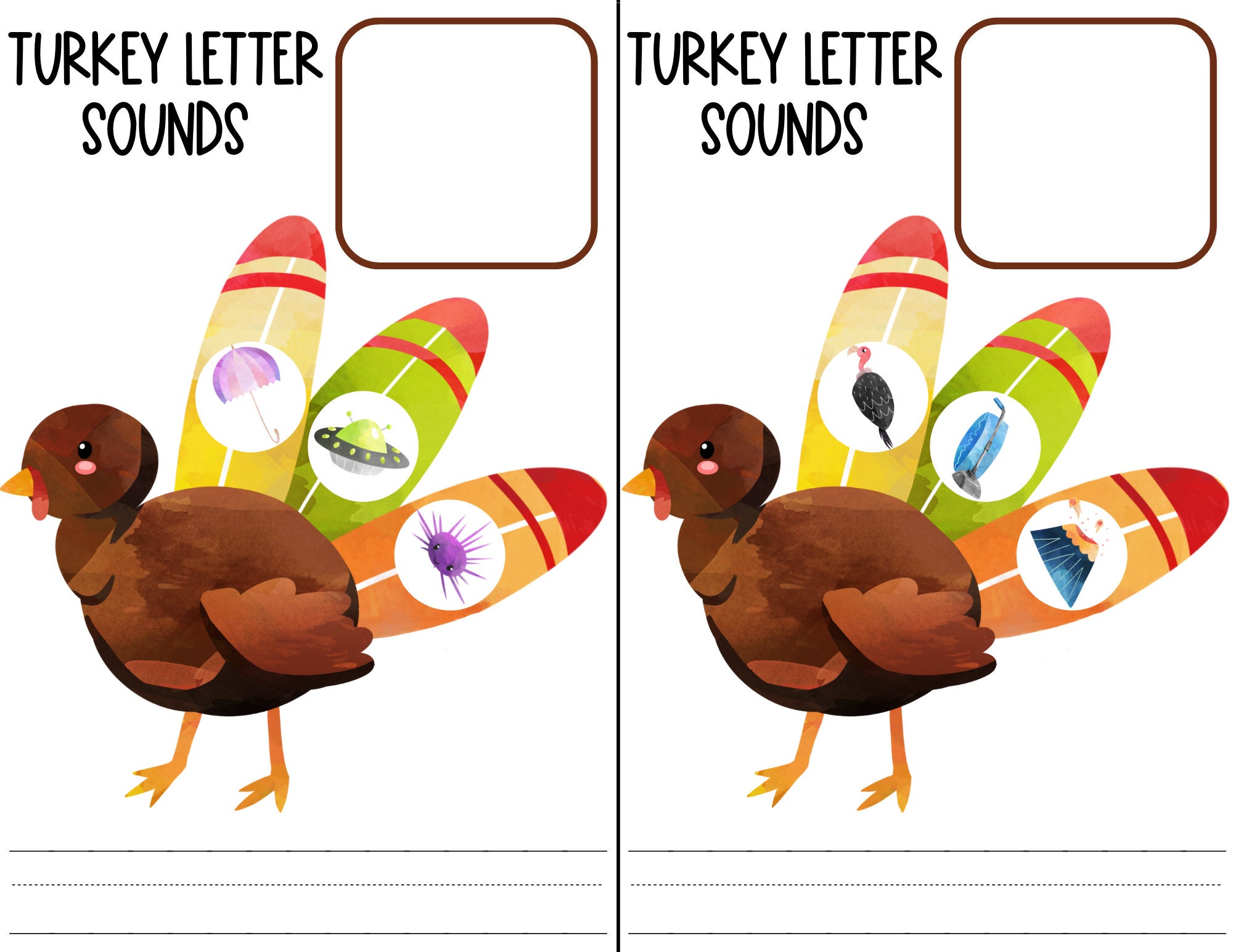 Turkey Letter Sounds, Thanksgiving Printable, Montessori Materials ...