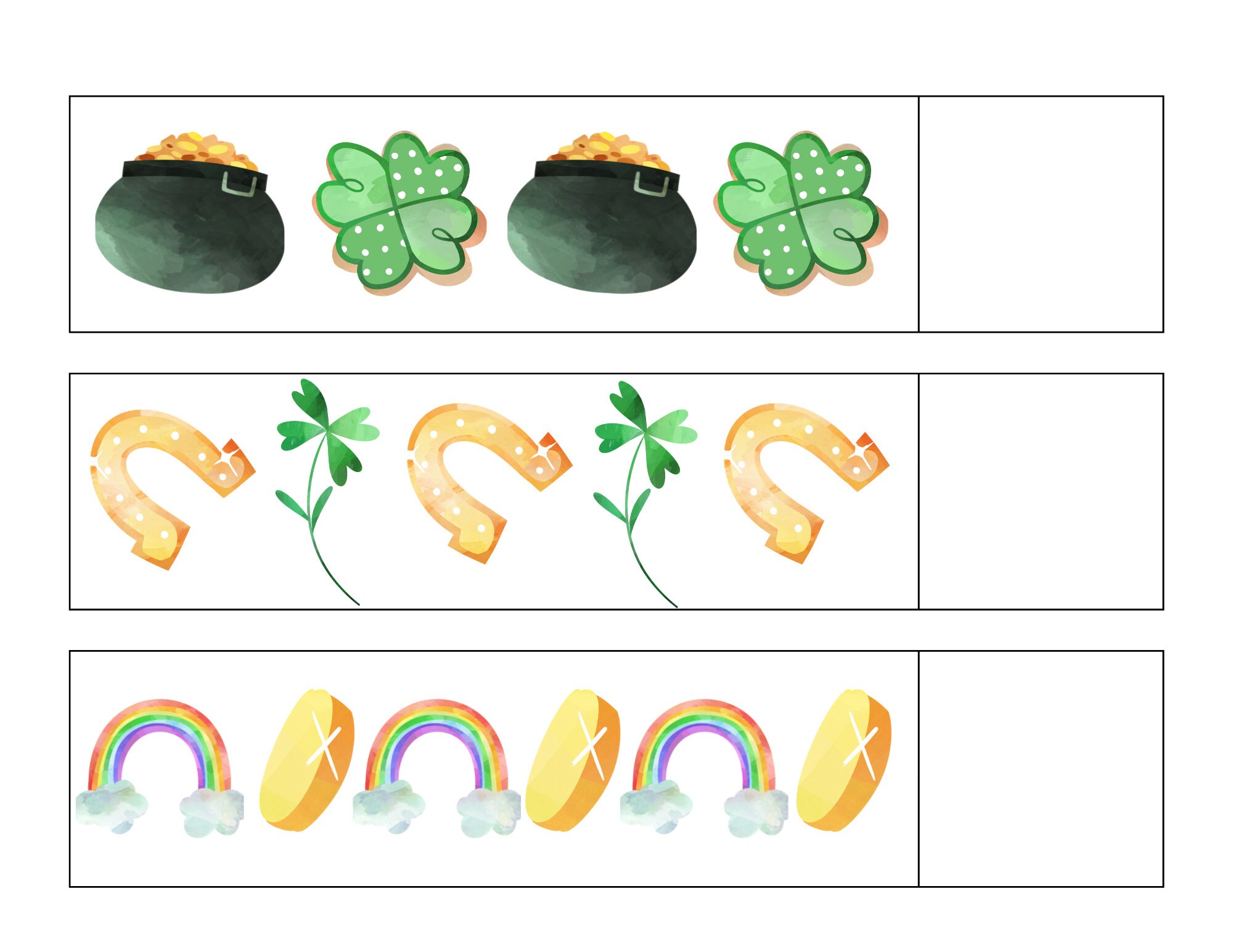 St. Patrick's Day Patterns Preschool Worksheets - Etsy