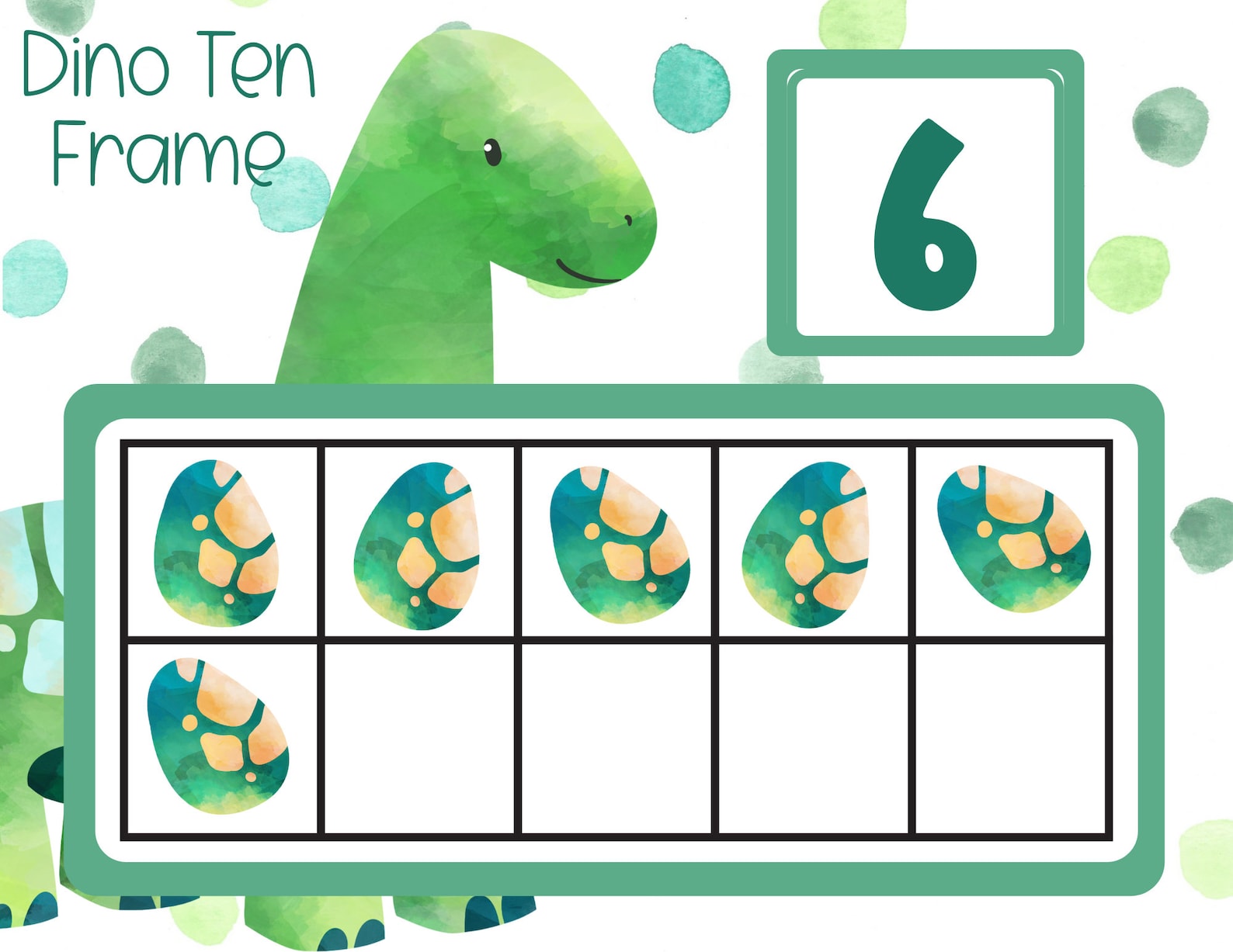 Dino Ten Frame Numbers 1-10 Count and Match Montessori - Etsy