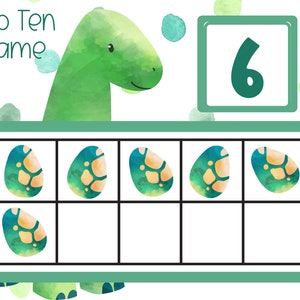 Dino Ten Frame, Numbers 1-10 Count and Match, Montessori Printable ...