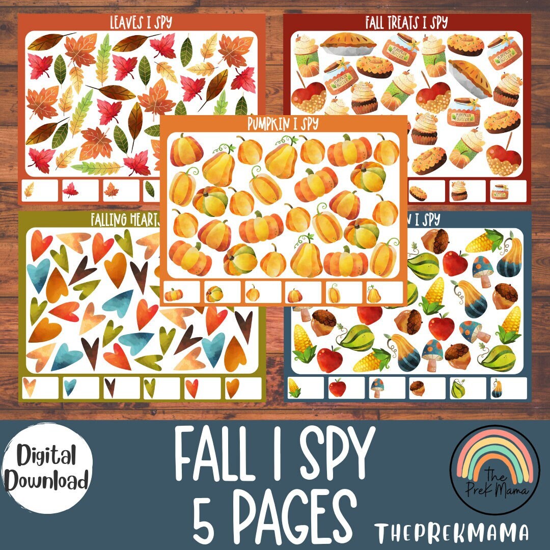 Fall I Spy, Preschool Game, Fall Autumn Preschool Printable, Homeschool ...