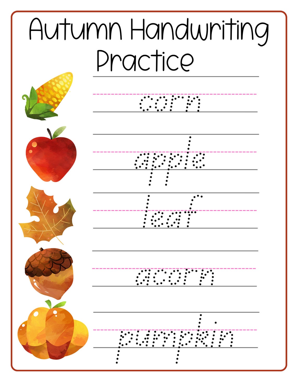 Autumn Preschool Packet Preschool Worksheets Fall Activity - Etsy