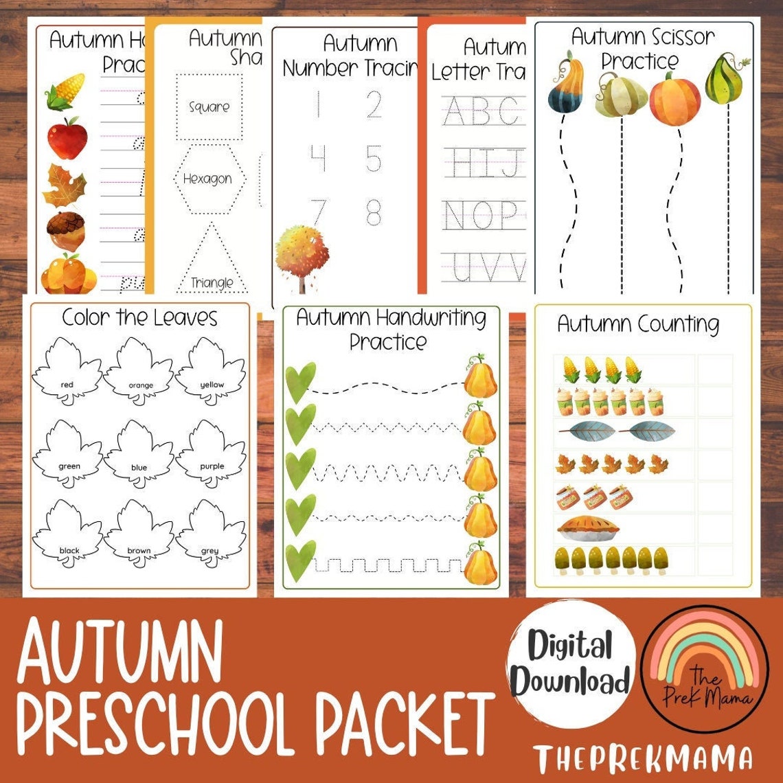 Autumn Preschool Packet Preschool Worksheets Fall Activity - Etsy
