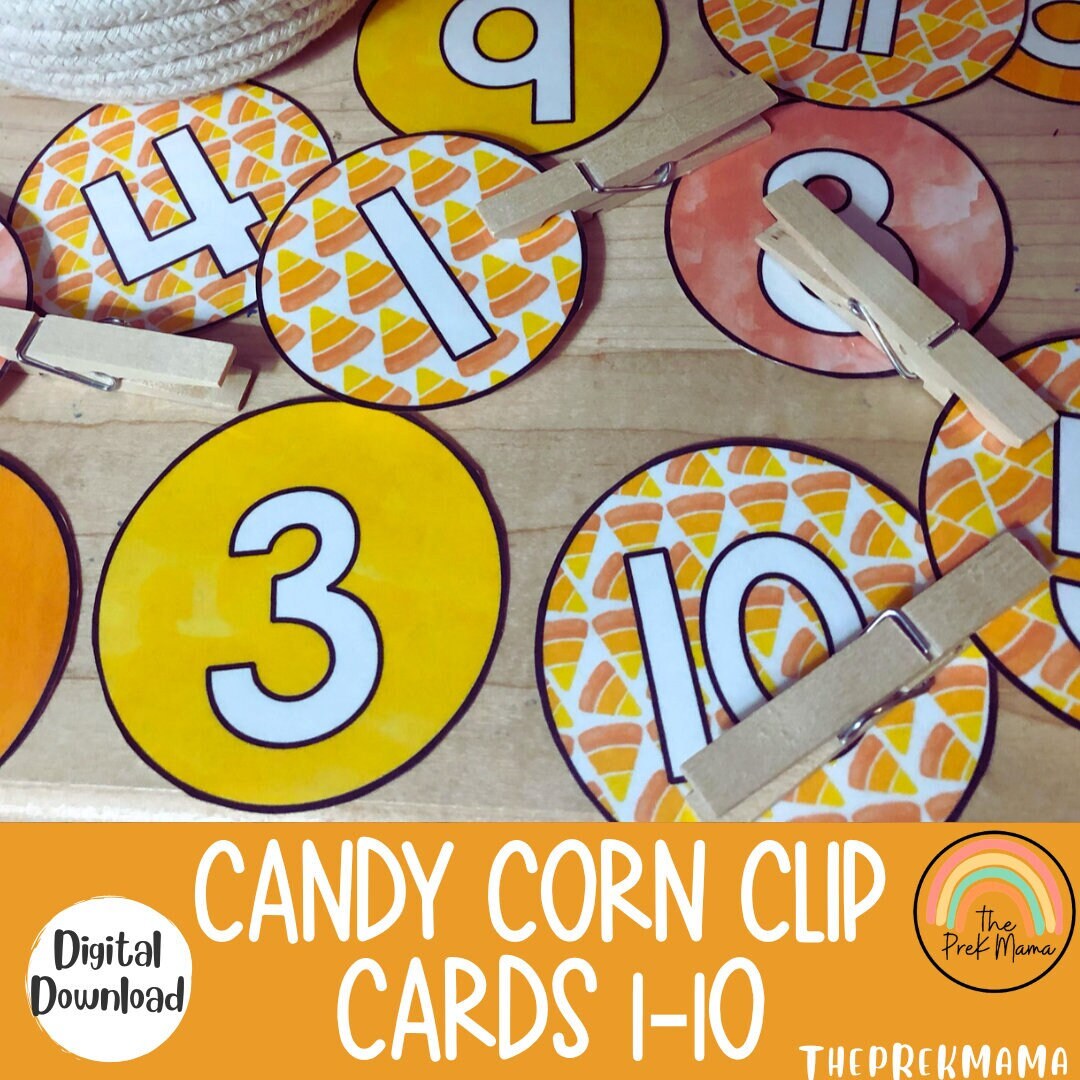 Candy Corn Clip Cards, Preschool Printable, Preschool Math, Preschool ...