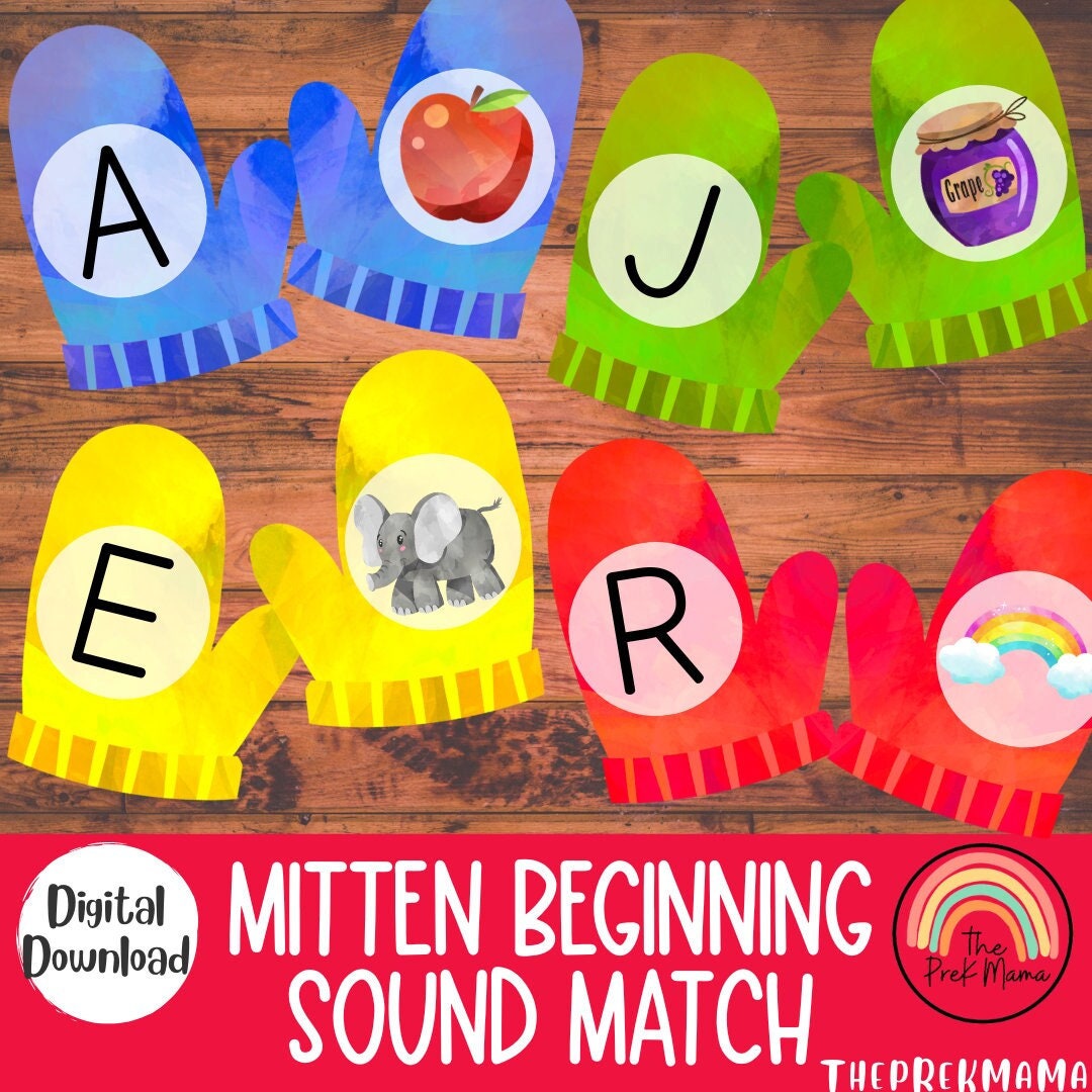 Mitten Beginning Sound Match, Winter Preschool Printable, Alphabet ...