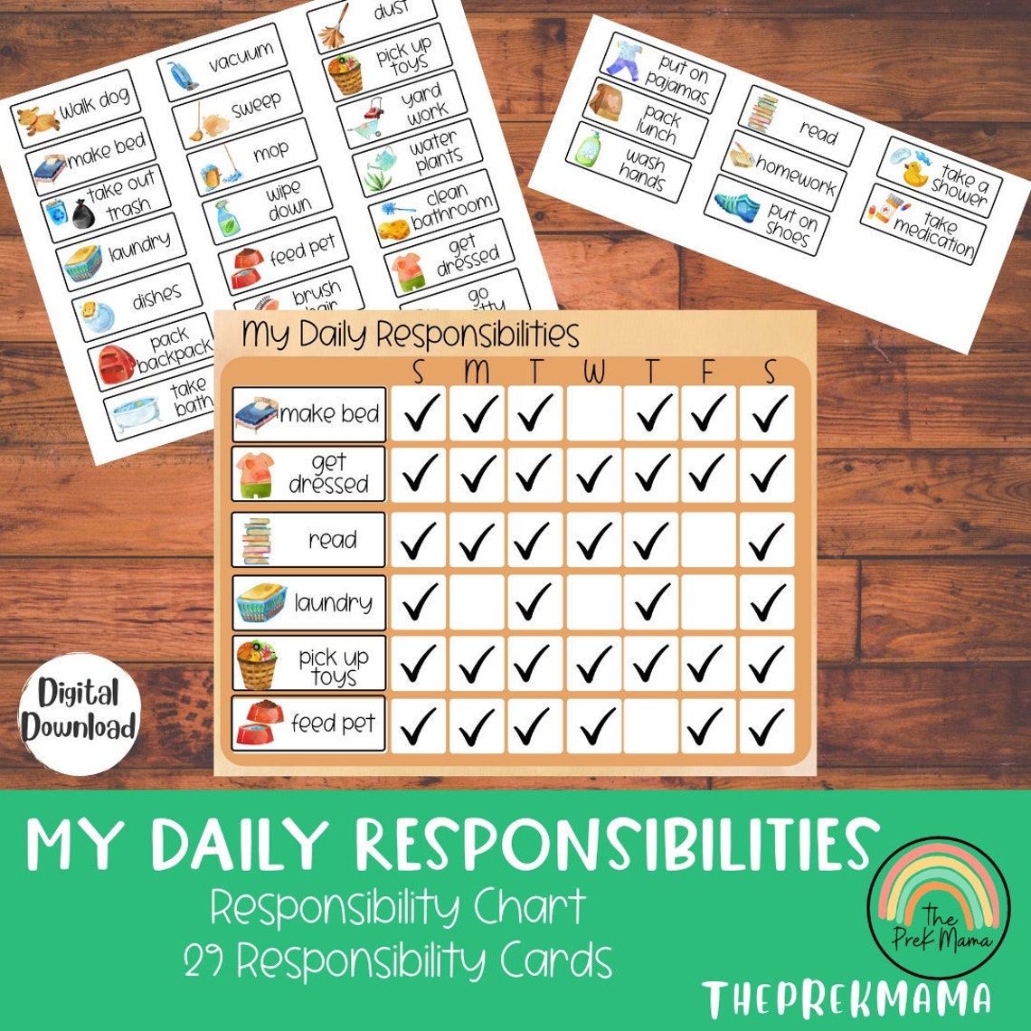 My Daily Responsibility Chart Printable Chore Chart | Etsy
