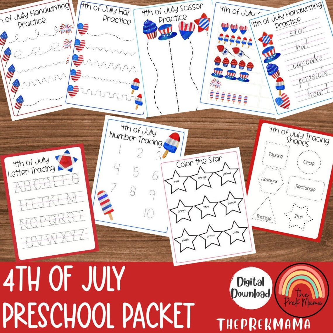 4th of July Preschool Packet Preschool Worksheets Preschool - Etsy