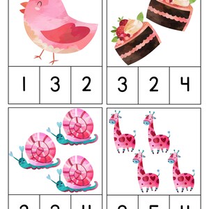 Valentine's Day Count and Clip Cards, Preschool Printable, Preschool ...