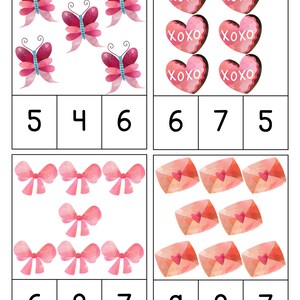 Valentine's Day Count and Clip Cards, Preschool Printable, Preschool ...