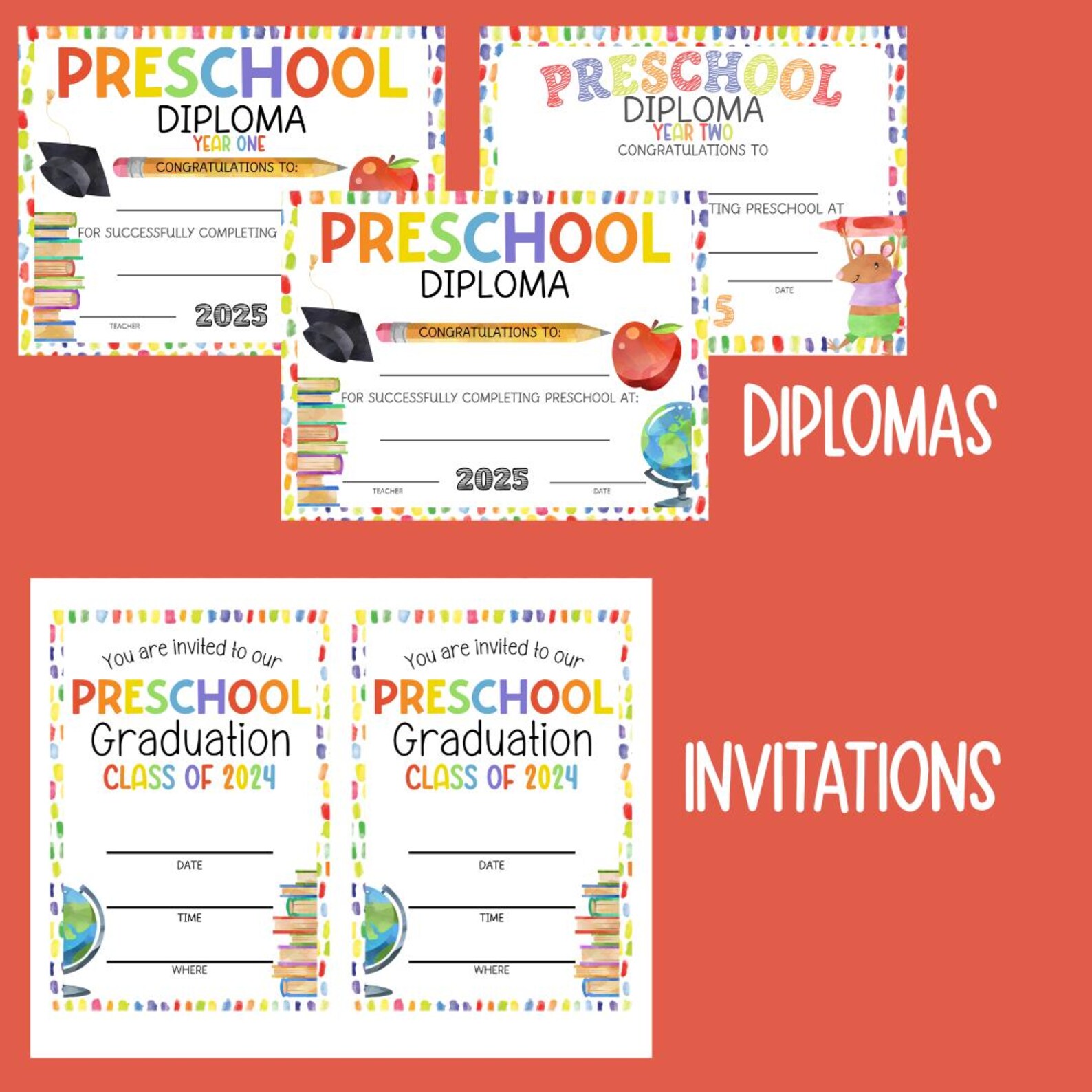 Rainbow Preschool Graduation, Preschool Diploma, Preschool Gradation ...