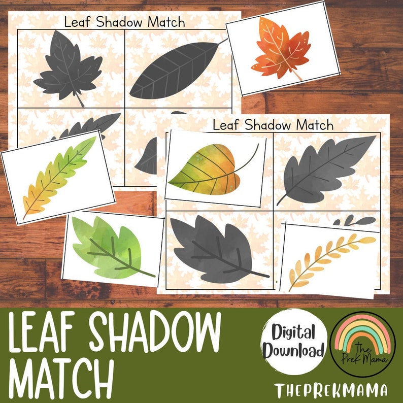 Leaf Shadow Match Fall Activity for Kids Preschool - Etsy