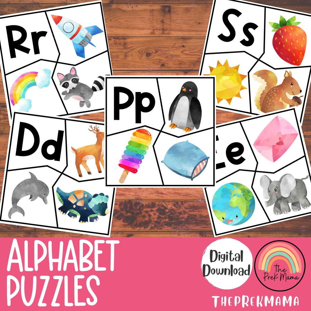 Alphabet Puzzles Activity for Kids Preschool Worksheet - Etsy