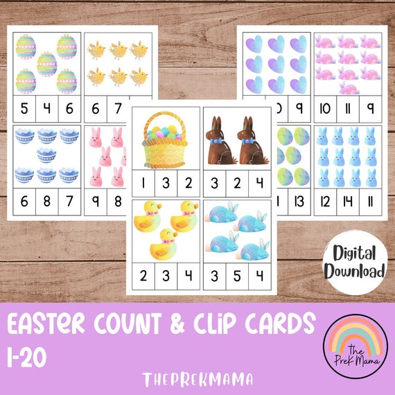 Easter Count and Clip Cards Preschool Printable Preschool | Etsy