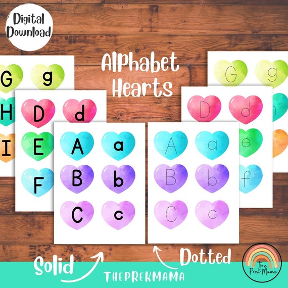 Alphabet Hearts Valentine's Day Printable Preschool | Etsy