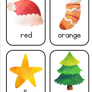 Christmas Color Poster and Flashcards , Montessori, Preschool Printable ...
