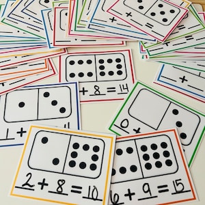 Domino Addition Cards, Math Task Box, Montessori Printable, Homeschool ...